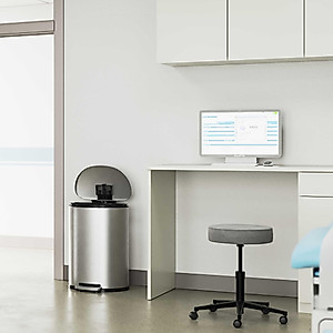 HLS Commercial 13.2 Gallon / 50 Liter Fire Resistant Stainless Steel Semi-Round Step On Pedal Trash Can with Odor Filter and Removable Inner Bucket