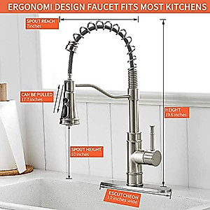 OWOFAN Brushed Kitchen Faucet Including Stainlees Steel Drinking Water Faucet, and Copper Soap Dispenser