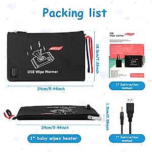 USB Baby Wipe Warmer, DDSKY 12V Portable Car Wipes Heater Warmer Baby Wipes Thermostat Heating Bag,Baby Infant Wet Wipes Warmer Bag for Travel and On The Go,9.45 x 6.3 inch