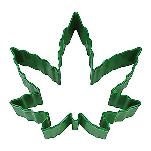 R&M Marijuana Leaf 4" Green Polyresin Coated Cookie Cutter