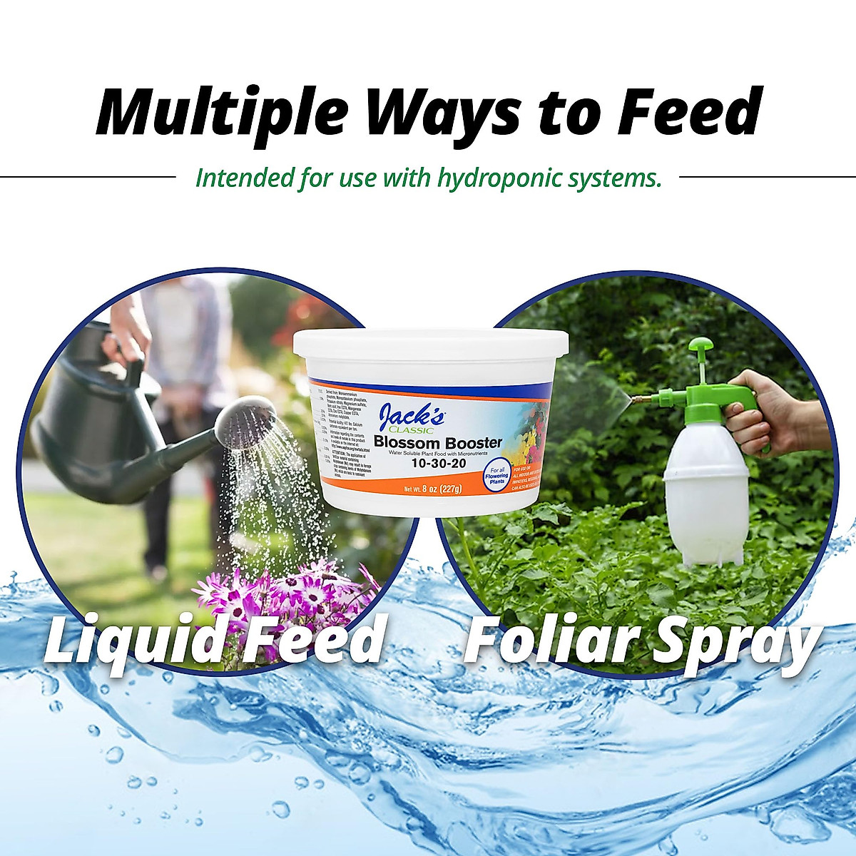 Jack's Classic 10-30-20 Blossom Booster Water-Soluble Fertilizer with Micronutrients for Increasing Color and Quantity of Blooms in Flowering Plants, 8oz