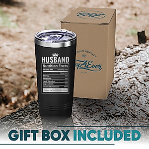 shop4ever Husband Nutrition Facts Insulated Tumbler 20 oz. with Lid, Stainless Steel Cups Travel Coffee Mug Funny Gift from Wife
