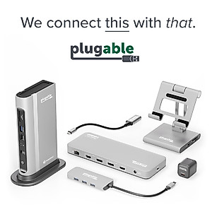 Plugable USB C Docking Station Dual Monitor, 11-in-1, USB4 40G 100W Laptop Charging Dock for Windows and Thunderbolt, 4K HDMI 2.1 upto 120Hz, 2.5Gbps Ethernet, SD Reader, 20W USB-C Charging Driverless