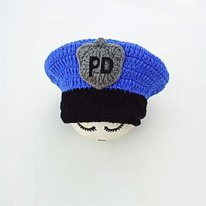 SUNBABY Newborn Baby Handmade Crochet Knitting Costume Infant Photo Photography Prop Hats Pants Suit (Policeman Suit) Medium Size