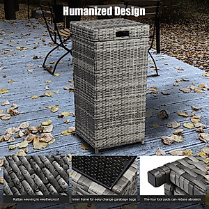 VINGLI 27 Gallon Outdoor Trash Can, Outdoor Dustbin with Convenient Lid for Patio, Garden, Yard, Outdoor Kitchen (Grey with Gradient)