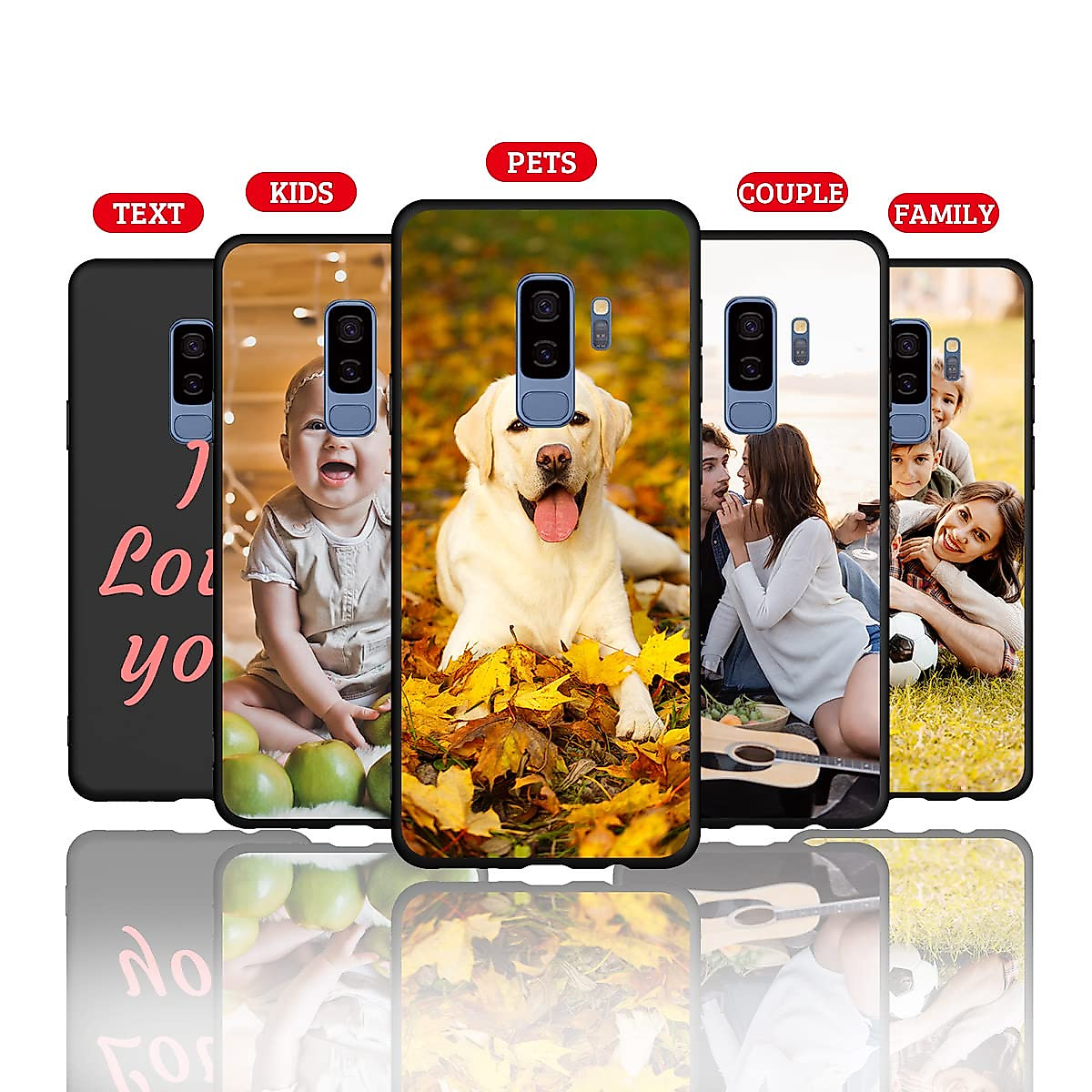 SuSuTiFy Custom Photo Phone Case for Samsung Galaxy S9 Plus Personalized Picture Text Logo Name Slim Soft Black Cover Unique Niche Gift for Couple Family Friends
