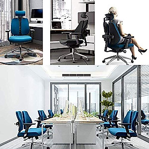 ZLBYB Creative Computer Chair Ergonomic Spine Chair Simple Waist Double Back Chair Mesh Office Chair (Color : Blue)