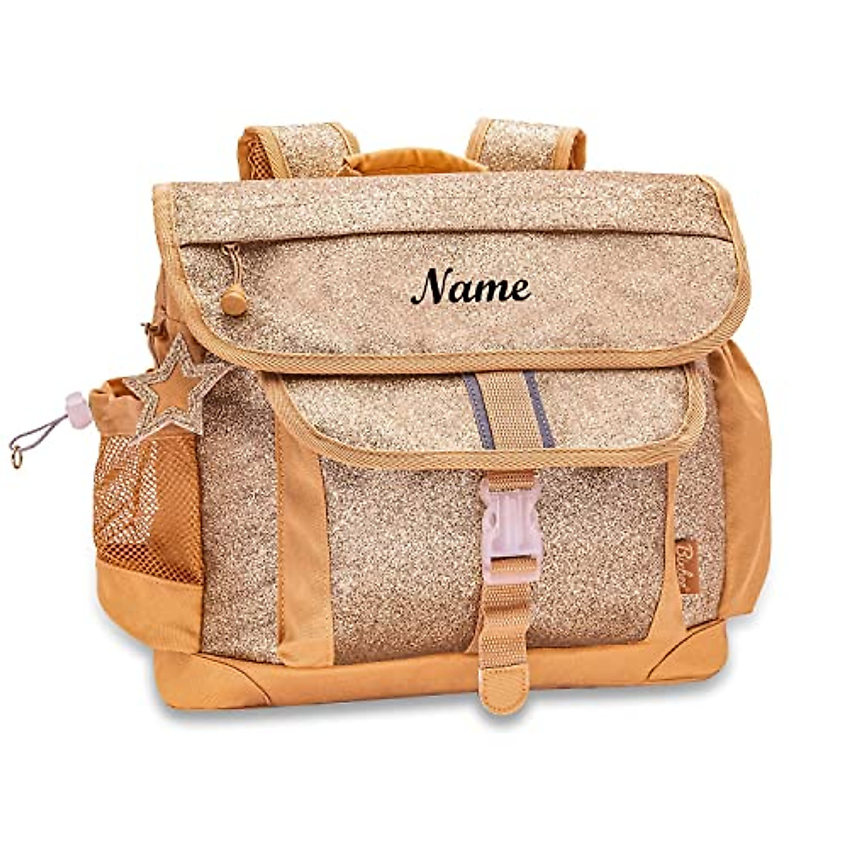 Bixbee Personalized Kids Backpack, Gold Sparkly Bookbag for Kids & Toddlers Ages 3+ 5-7 | Custom Backpack with Name for Boys & Girls | Water Resistant Monogrammed School Bag