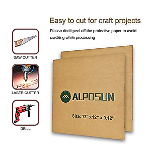 ALPOSUN Acrylic Sheet 12” x 12” x 1/8”, 2 Pack Clear Cast Plexiglass Sheets, Glass Alternative for DIY Display Projects, Sign, Stand, Photo Frames, Handcraft, Painting