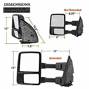 AKKON - For 2008-2016 Ford SuperDuty Pickup Truck Extendable Towing Manual Mirrors Left + Right Side Pair Set Replacement