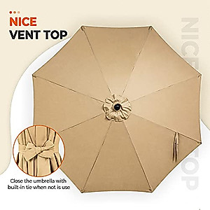 COOS BAY 10' Outdoor Patio Table Umbrella with Push Button Tilt and Crank for Garden, Deck, Backyard, Pool, Market and Beach, 8 Ribs (Khaki)