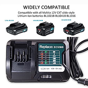 Lilocaja DC10WD 12V CXT Lithium-Ion Battery Charger for Makita 10.8V-12V CXT Lithium-Ion Battery BL1021B BL1041B BL1016, Replaces for Makita 12V Charger DC10SB