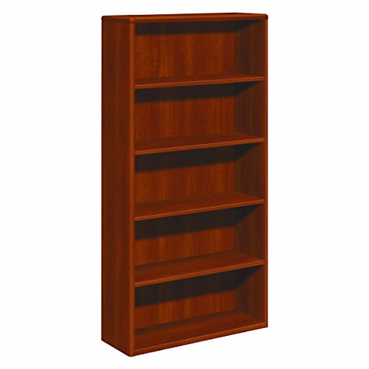 HON 10700 Series Wood Bookcase, Five Shelf, 36w x 13 1/8d x 71h, Cognac