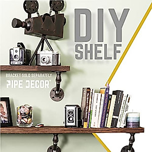 PIPE DECOR Restore Solid Wood Floating Shelves, 36 Inch Length Set of 2 Premium Rustic Pine Boards for Bedroom, Living Room, Kitchen and More, Trail Brown Finish