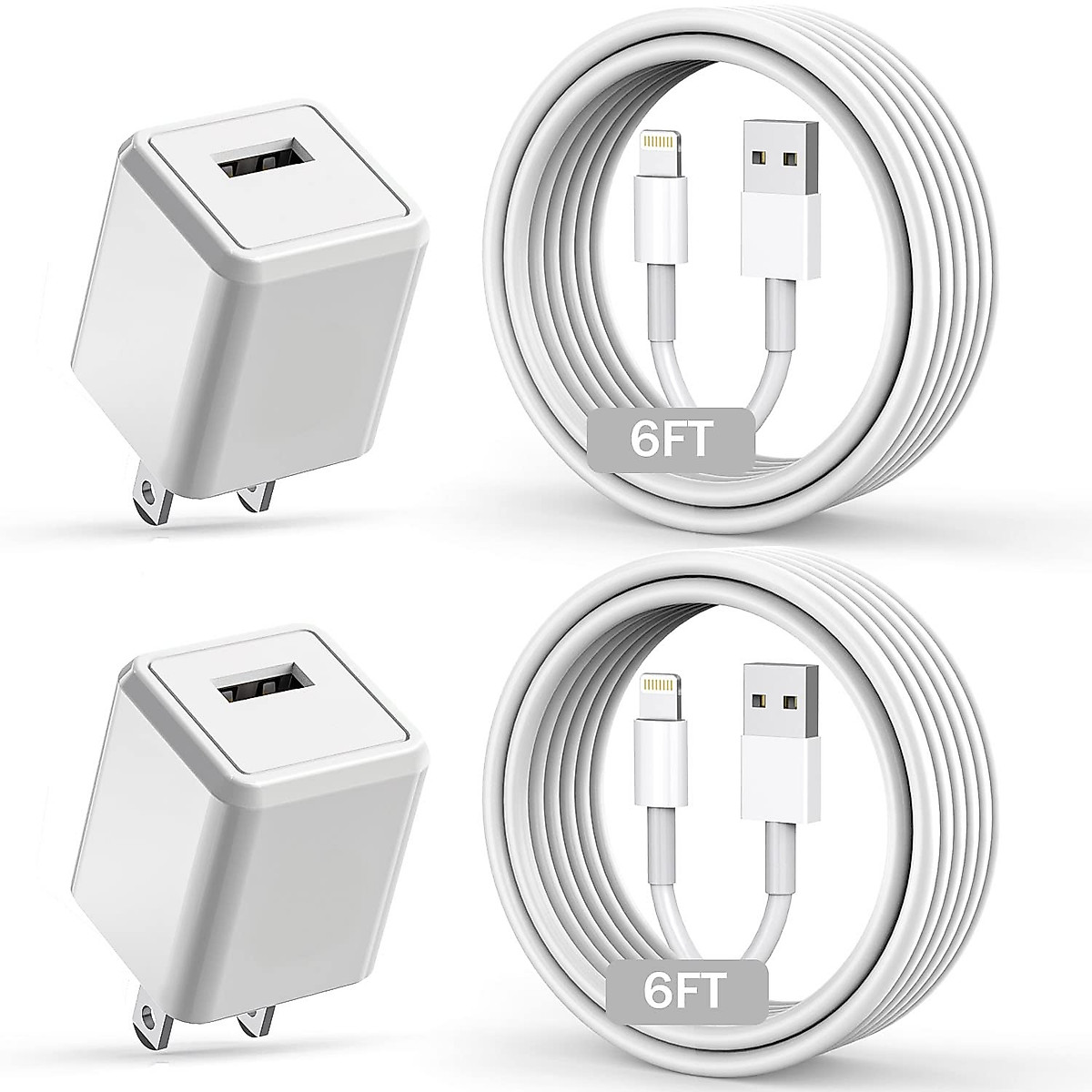 iPhone Charger,Long 6FT iPhone Charger 2Pack iPhone Cord 6feet USB to Lightning Cable Quick Fast Charging Data Sync Cord USB Wall Charger Block Adapter for iPhone 14/13/12/11/XS/XR/X/8/7/5/SE2022/iPad