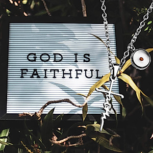 Faith Cross Mustard Seed Necklace Religious Jewelry Inspirational Christian Gift(faith necklace)