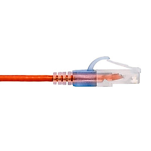 Monoprice SlimRun Cat6A Ethernet Patch Cable - Network Internet Cord - RJ45, Stranded, UTP, Pure Bare Copper Wire, 30AWG, 2 Feet, Orange, 5-Pack