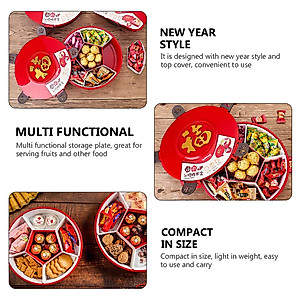 YARNOW Plastic Serving Tray for Dried Nuts, Red, 11" x 11"