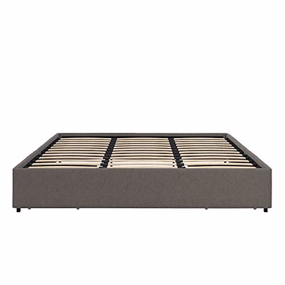 DHP Maven Upholstered Platform Bed for Raised Mattress-Support with Underbed Storage Drawers, No Box Spring Needed, King, Gray Linen