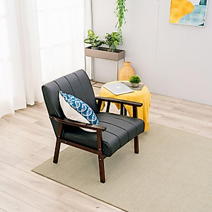 Panana Reception Retro Accent Chair Beech Wood Frame Armchair Occasional Living Room Reception Bedroom Balcony Conservatory Padded