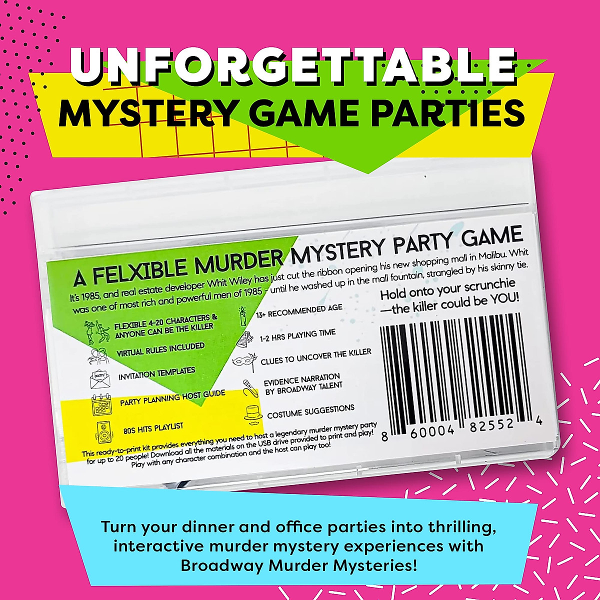 80s Mall Murder Madness | A Totally Tubular 1980s Themed Murder Mystery Game | Flexible 4-20 Players | in-Person & Virtual Downloadable Files