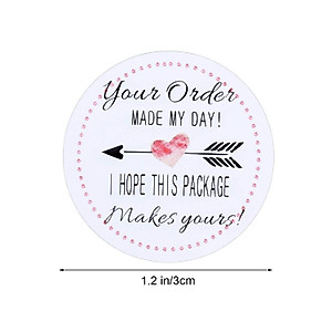 500 Pieces Your Order Made My Day Stickers Decorative Business Stickers Thank You Stickers Self-Adhesive Round Circle Thank You Label for Envelope Bag Seals Party Supplies (Red, 3 cm/ 1.2 Inch)