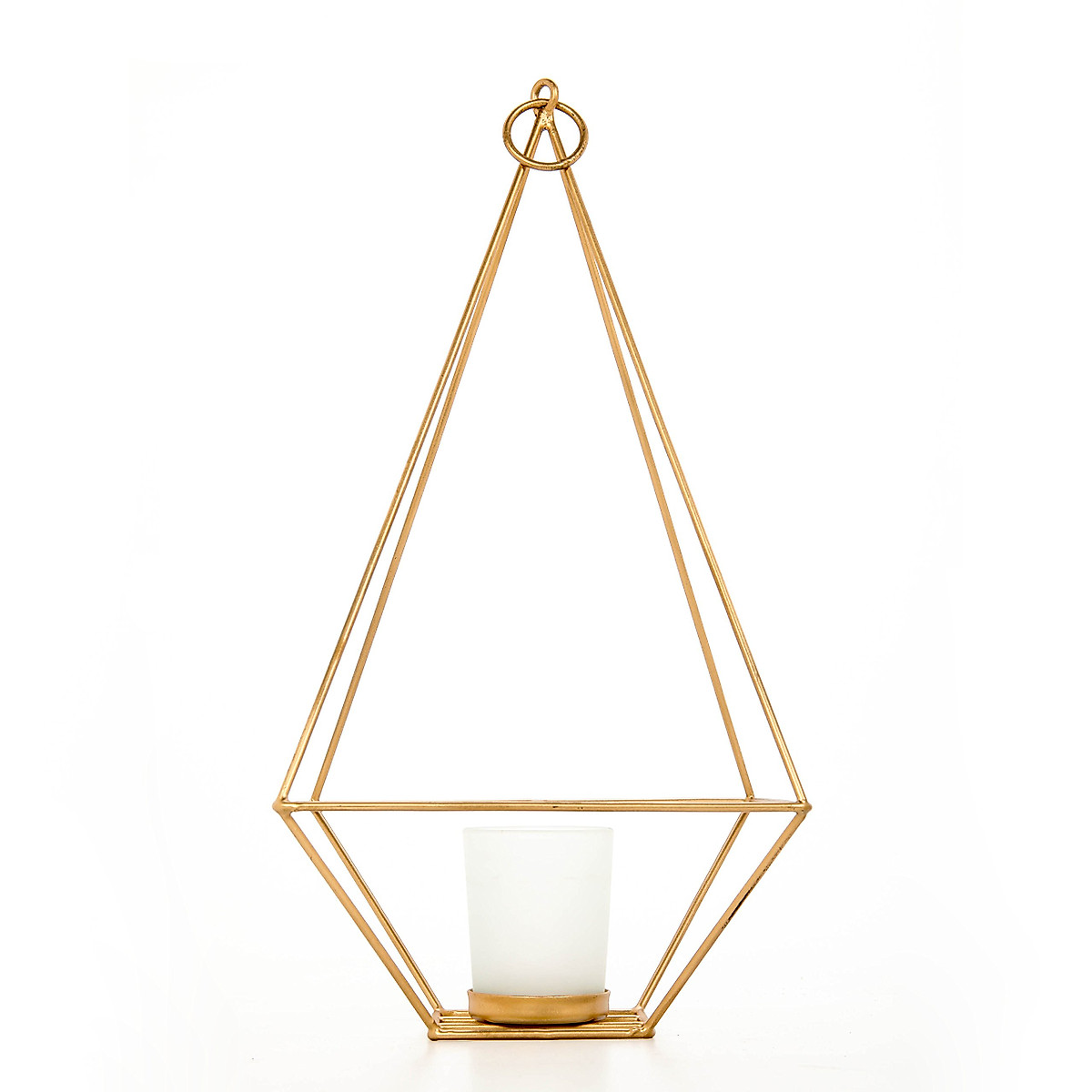 Hosley's 11.5" High, Gold Finish Tealight/Votive Holder Lantern with Votive Frosted Candle Holder. Ideal Gift for Weddings, Special Events, Parties LED Candle Gardens, Spa, Aromatherapy O5