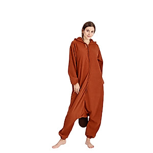 DarkCom Animal Onesie Unisex Adult Pajamas Beaver Cosplay Homewear One Piece Sleepwear Small