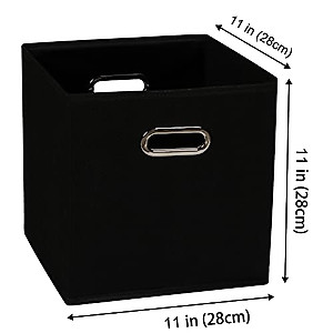 Yunkeeeper storage bins Cubes, Fabric Cube Organizer with Handle, Foldable Cube Bins for Cloth or Accessary Storage, 11x11x11, Set of 3, (Black)