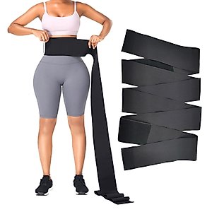 Lancsdom Snatch Me Up Bandage Wrap Adjustable Belly Waist Wrap for Women Waist Trainer Waist Trimmer waist wrap Belly Body Shaper Compression Wrap(4 meters) Black