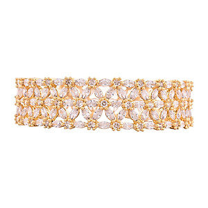 Ratnavali Jewels CZ Zirconia Gold Tone Marquise Diamond Elegant Bollywood Indian Bangles Kada Jewelry Women Wedding Bride