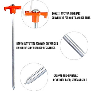 ABCCANOPY Tent Stakes Camping Tent Stakes, 10pc-Pack (Orange)