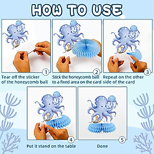 Under the Sea Baby Shower Decorations, Ocean Animals Decorations Include Welcome Baby Banner Hanging Swirls and Honeycomb Centerpiece, Under the Sea Baby Shower Supplies