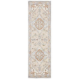 SAFAVIEH Heritage Collection Runner Rug - 2'3" x 12', Beige & Grey, Handmade Traditional Oriental Wool, Ideal for High Traffic Areas in Living Room, Bedroom (HG920B)