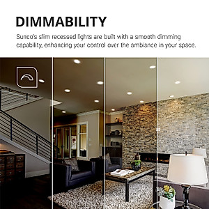 Sunco Lighting 6 Pack Recessed LED Lights Canless 4 Inch Eyeball Gimbal 12W, Selectable 2700K/3000K/3500K/4000K/5000K, Angled Directional Light with Jbox, Ultra Slim Dimmable, ETL