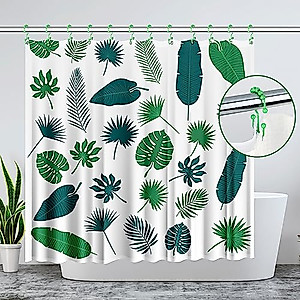 Qazvmlp Shower Curtain Hooks,304 Stainless Steel Shower Rings for Bathroom,Double Glide Shower Hooks for Bathroom Shower Curtain Rods Curtains,Set of 12 Hooks,Fluorescent Green（Style A）