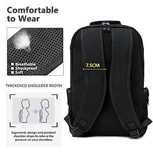 KINGSLONG 15.6 inch Laptop Backpack,College Student Computer Bag Daypack Backpacks School Bag Casual Commute Bag Travel Work For Women Men,Black