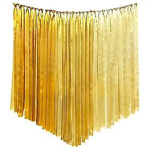 Gold Party Decorations 197Ft × 1.97" Ombre Gold Ribbon Fringe Hanging Streamer Backdrop Garland for Birthday Bridal Shower Engagement Wedding Anniversary Graduation Baby Shower Baptism Party Supplies