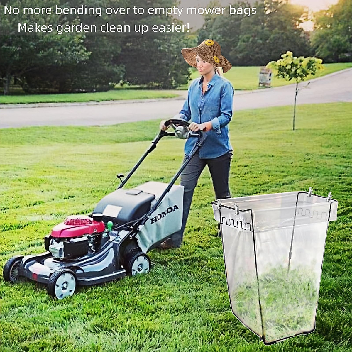 Niurui Garden Trash Bag Holder - Outdoor Leaf Bag Support Stand Multi-Use Metal Garbage Bag Holder Frame Holds 30-45 Gallons Bag for Leaves, Camping, Yard Weeding, Lawn Party