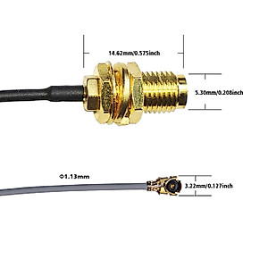 Tenmory UFL to SMA Mini PCI U.FL to RP-SMA Female Ipex Connector Pigtail Antenna Extension Cable (6 inch (2 Pcs))