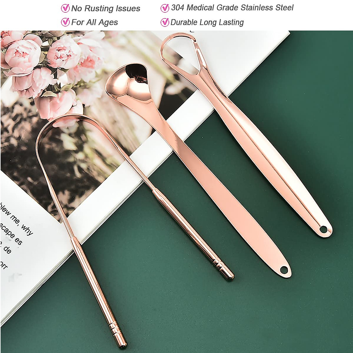 4Pack Tongue Scraper Tongue Cleaner Double-Side Silicone Tongue Brush for Adults Kids Oral Care Reduce Bad Breath