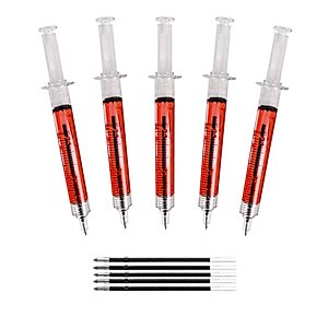 Generic Double Value Novelty Ballpoint Pens with Extra Refills, Black, 5 Pack