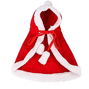 Pet Christmas Costume, Dog Cat Cape with Hat Santa Claus Cloak, Christmas Outfits Costume for Cats and Small Dogs Red(Large)
