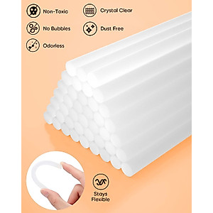 SHALL Full Size Hot Glue Sticks, 0.43” Dia x 8” Long, 70-Pack Clear Hot Melt Glue Gun Sticks for All-Temp Glue Guns, Multipurpose for Kids Adults DIY Art Craft Sealing Repairing Festival Decoration