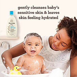 Aveeno Baby Sensitive Skin Bubble Bath with Oat Extract, Gently Cleanses and Leaves Skin Feeling Hydrated, Tear-Free Formula, Hypoallergenic, Paraben-, Phthalate-, Soap- & Dye-Free, 19.2 fl. Oz