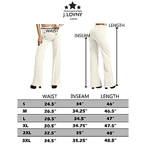 J. LOVNY Womens Sailor Bell Bottom High Waist Long Pants Made in USA S-3XL Ivory
