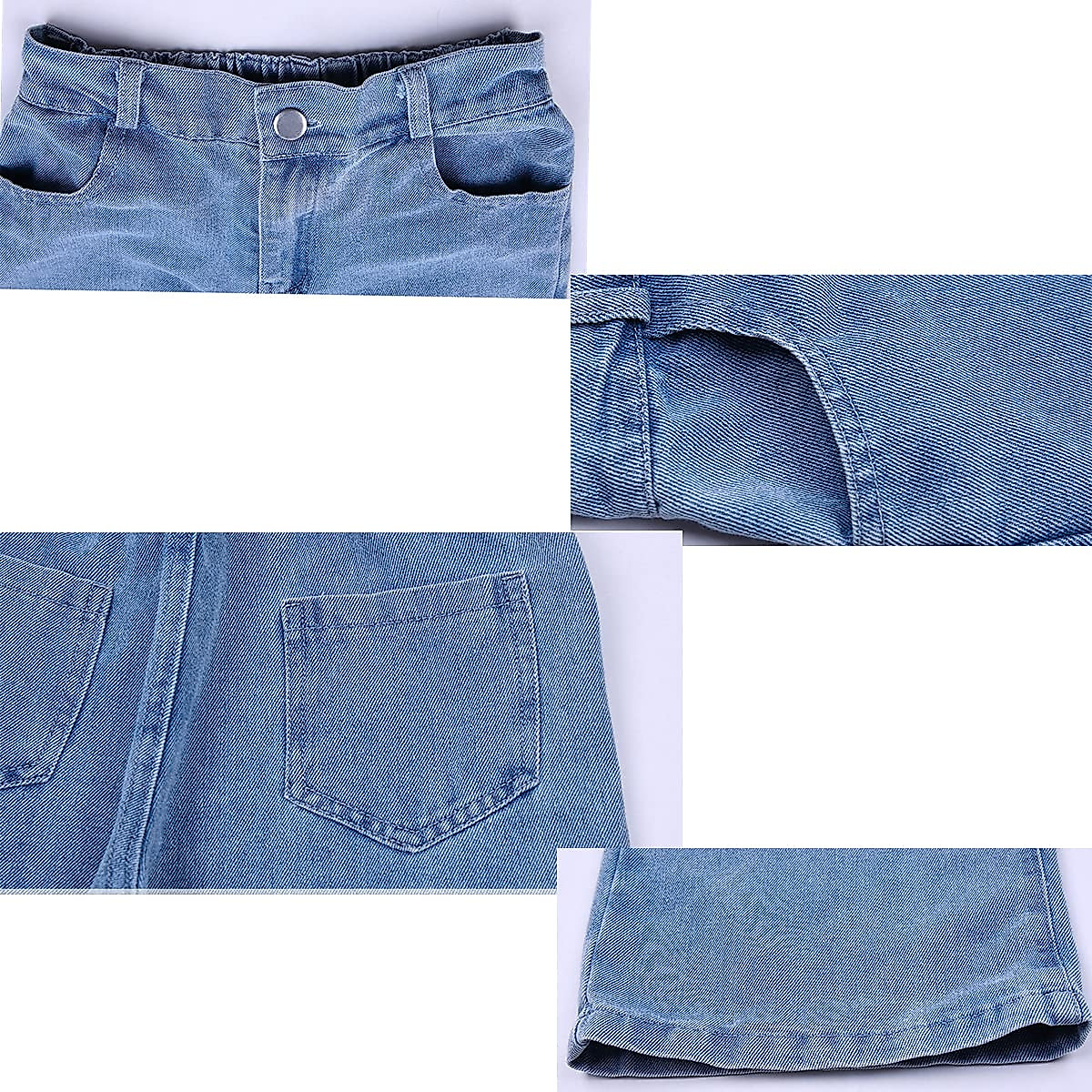 Milokado Big Girls Kids Jeans Casual Elastic Waist Wide Leg Demin Pants Size 5-13 Years (Blue Z, 12-13 Years)
