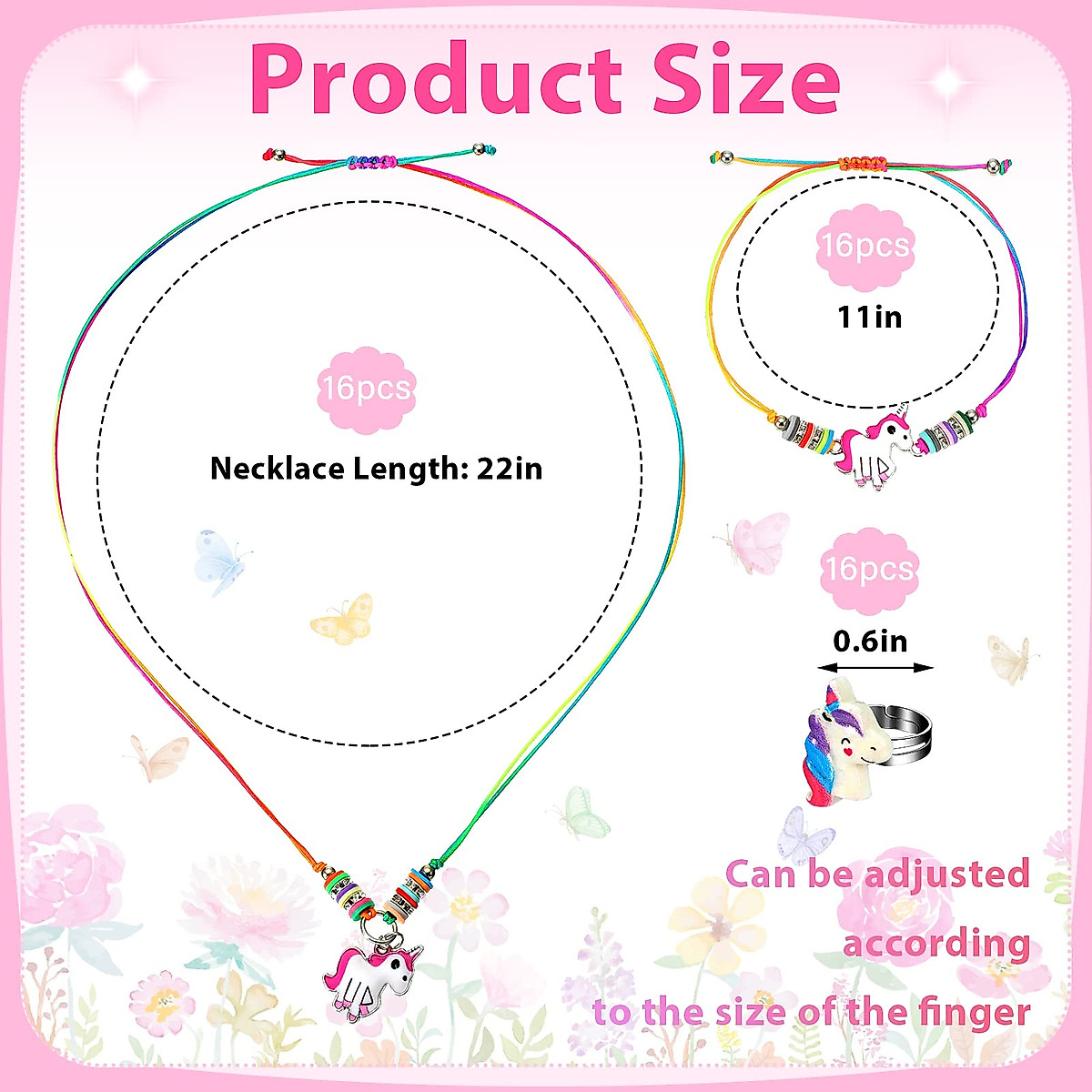 48 Pieces Girls Jewelry Set Adjustable Bracelets Necklaces and Rings Set Pretend Dress up Play Jewelry Party Favors Birthday Gifts for Little Girls Kids Toddler Child Friendship (Cute Style)