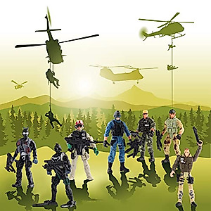18 Pcs Special Forces Army Men Soldier Combat Movable Action Figures Army Guys Plastic Toy Soldiers Playsets Military Toy Men with Military Weapons and Accessories for Teens Party Decoration, 4 Inch