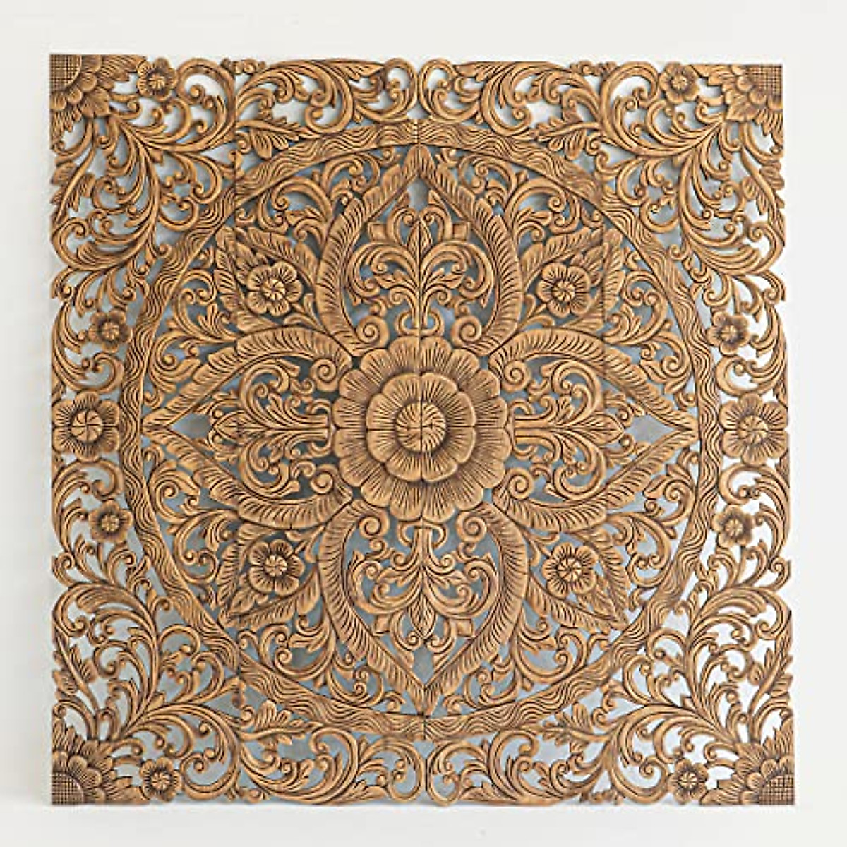 Balinese Hand Carved King Size Bed Headboard Reclaimed Wooden Panels Artwork Handmade Painted in Chiang Mai Thailand 72 Inches